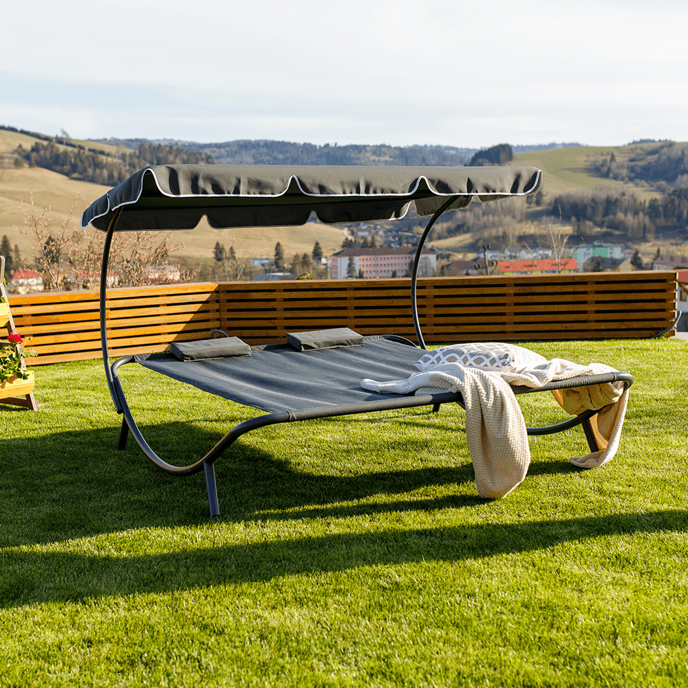 Pat grădină 2 persoane MULTINA gri - MobyLand