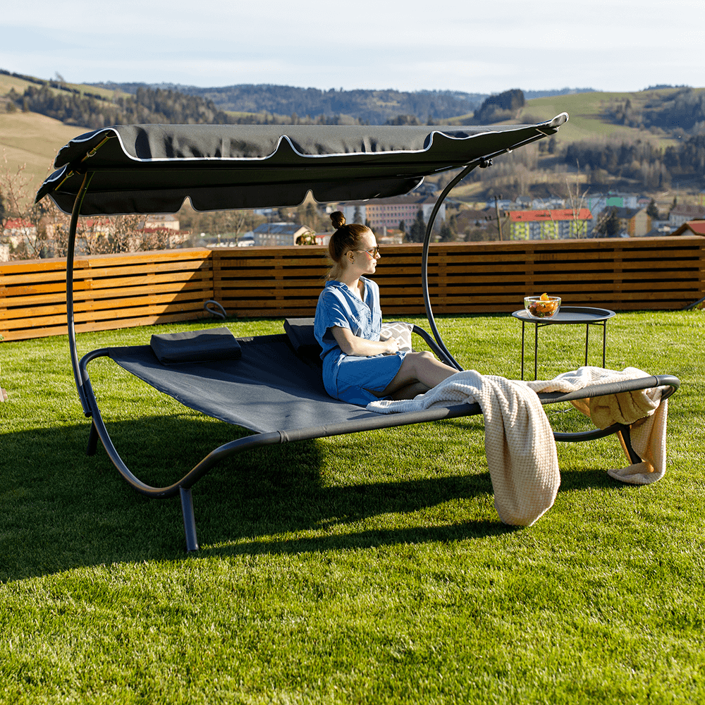 Pat grădină 2 persoane MULTINA gri - MobyLand